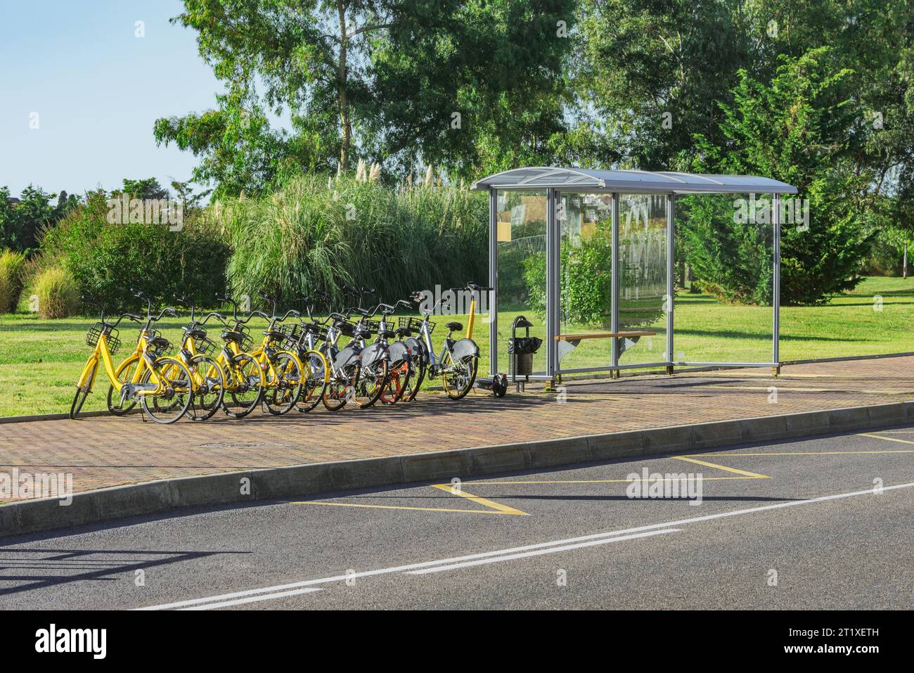 Bus stop timetable bench hi-res stock photography and images - Alamy