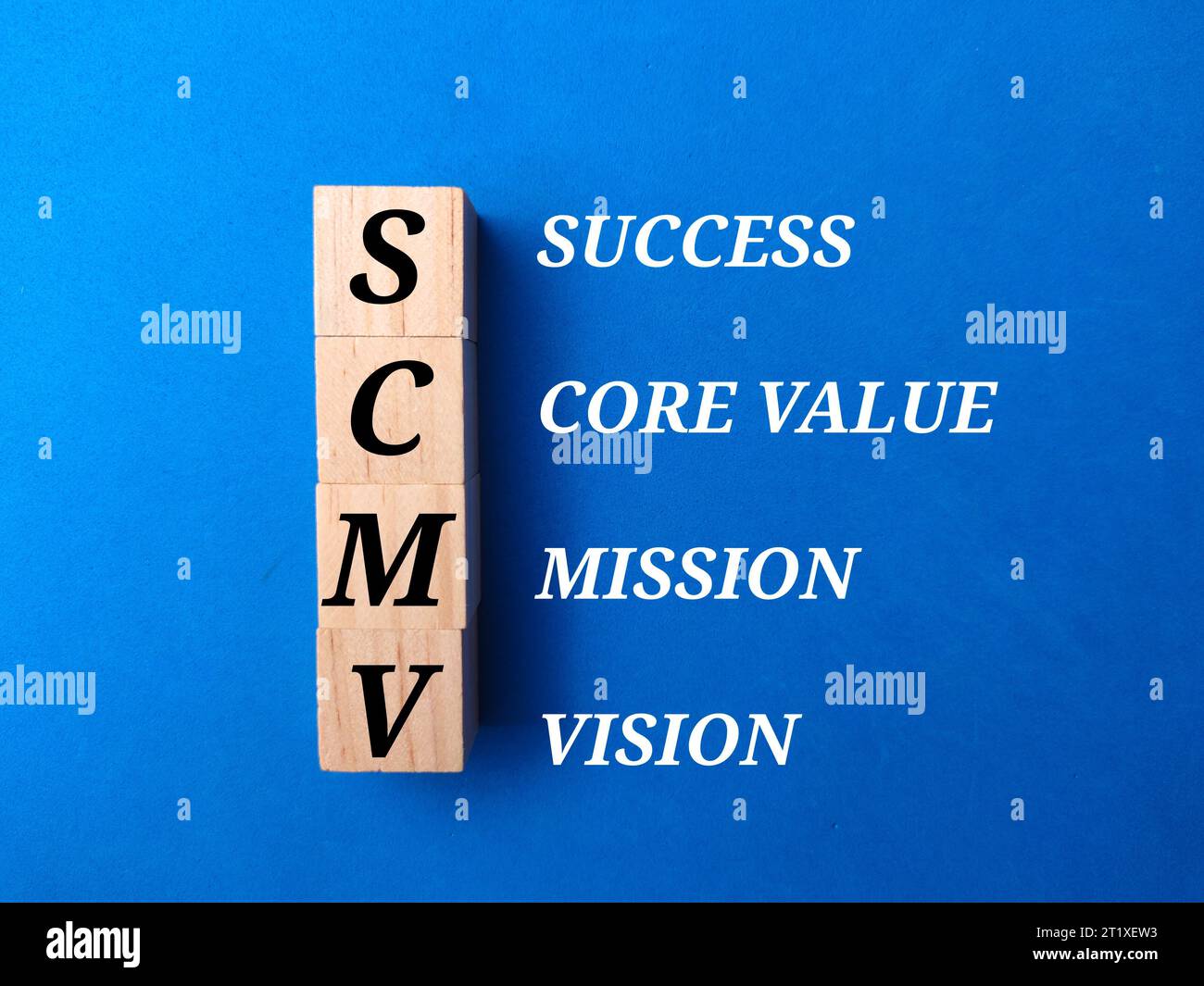 Wooden cube with the words VISION MISSION CORE VALUES and SUCCESS Stock ...