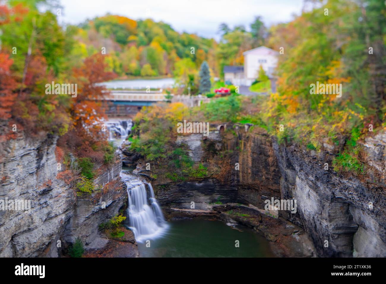 Beebe lake dam waterfalls and bridge. The Beebe Lake Cornell Campus in ...