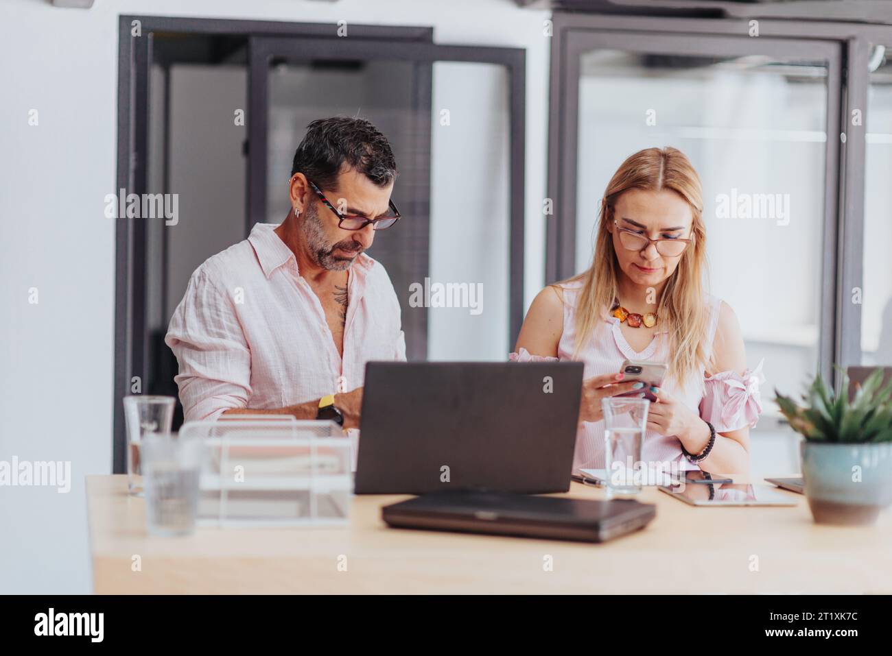 A modern office team focused on analysis and teamwork, delivering ...