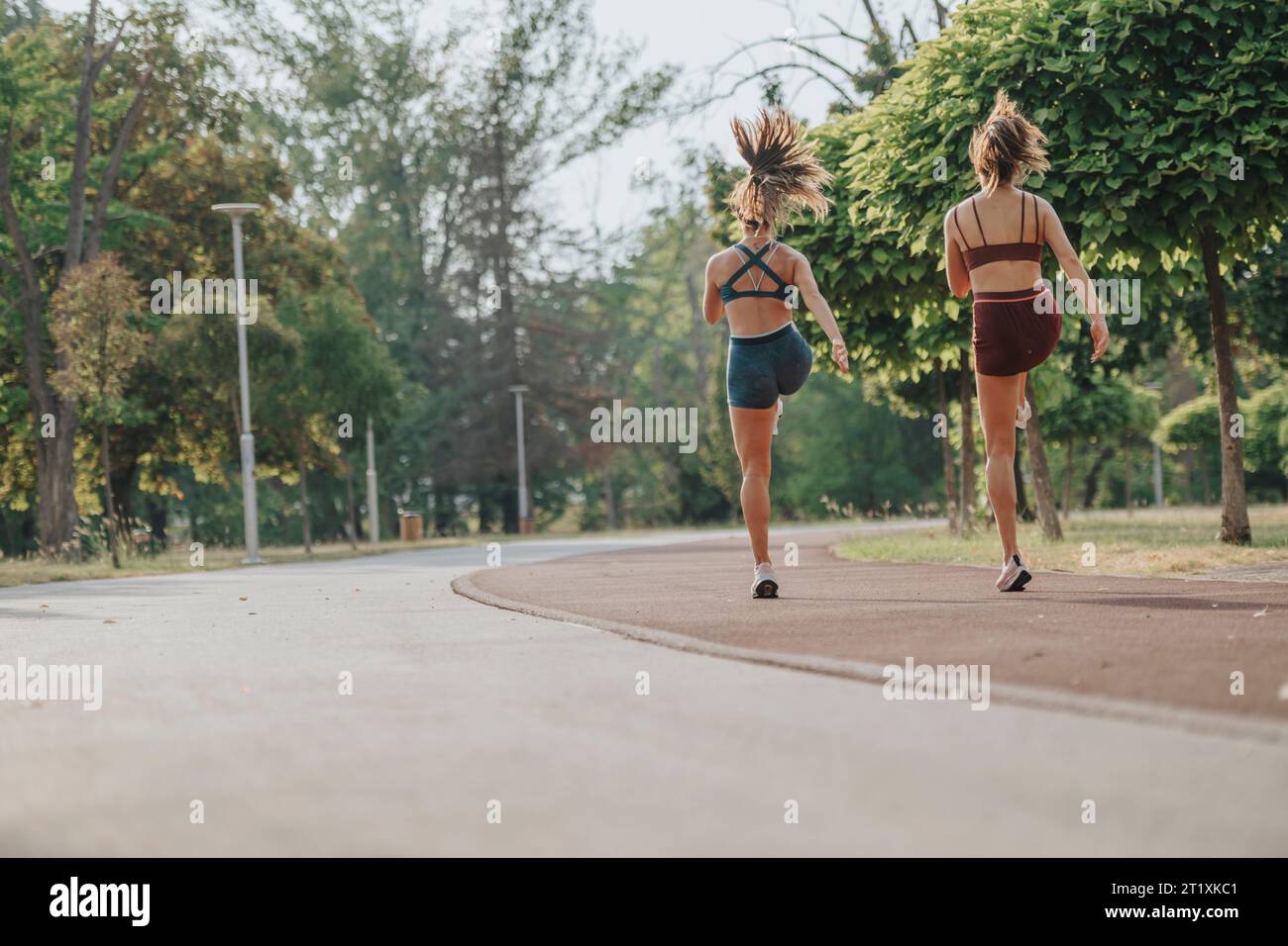 Fit Girls Jogging Outdoors in Green Park - Fitness and Workout ...