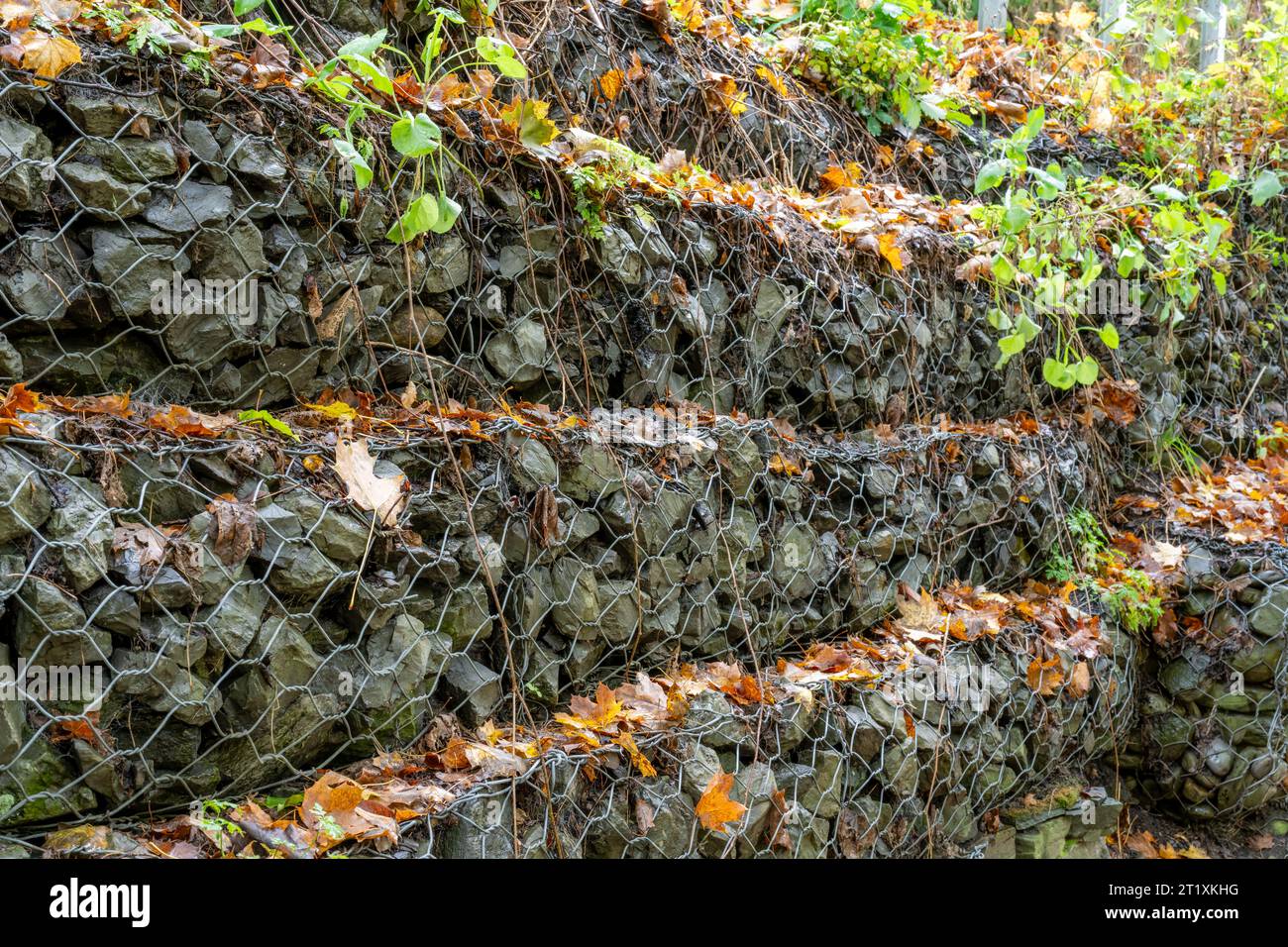 Retaining wall gabion baskets, Gabion wall caged stones textured ...