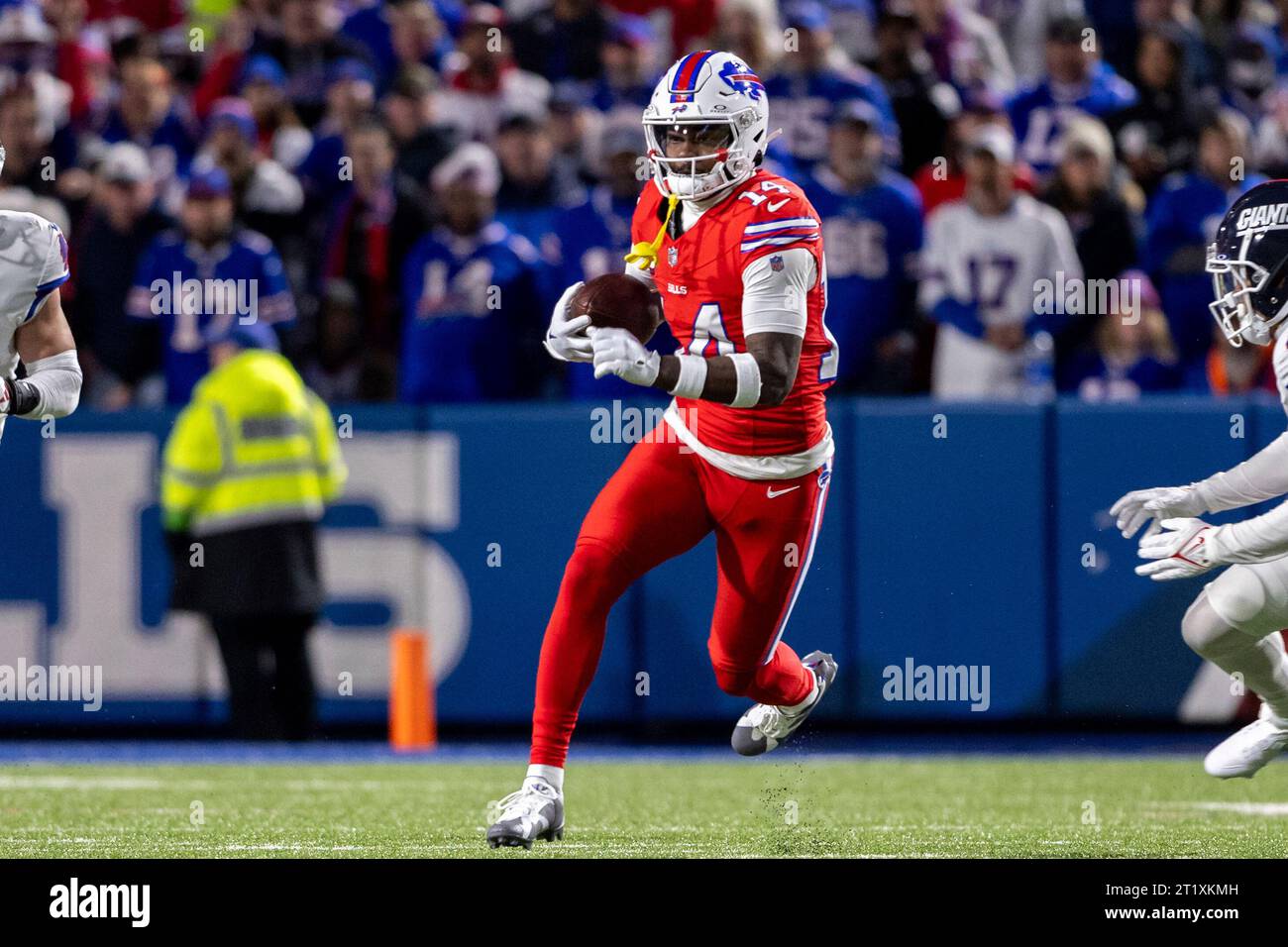 Buffalo Bills wide receiver Stefon Diggs (14) runs after a catch during ...
