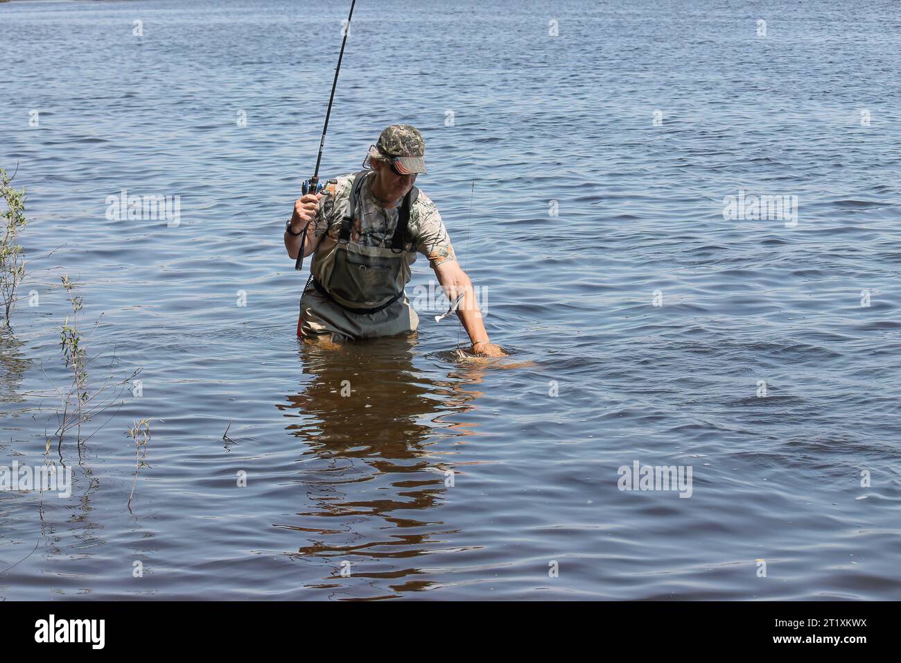 Fishing. One of a series of photos of fishermen catching northern pike ...