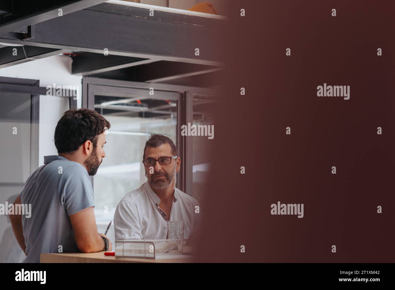 Multi generational business partners in a creative office, using ...