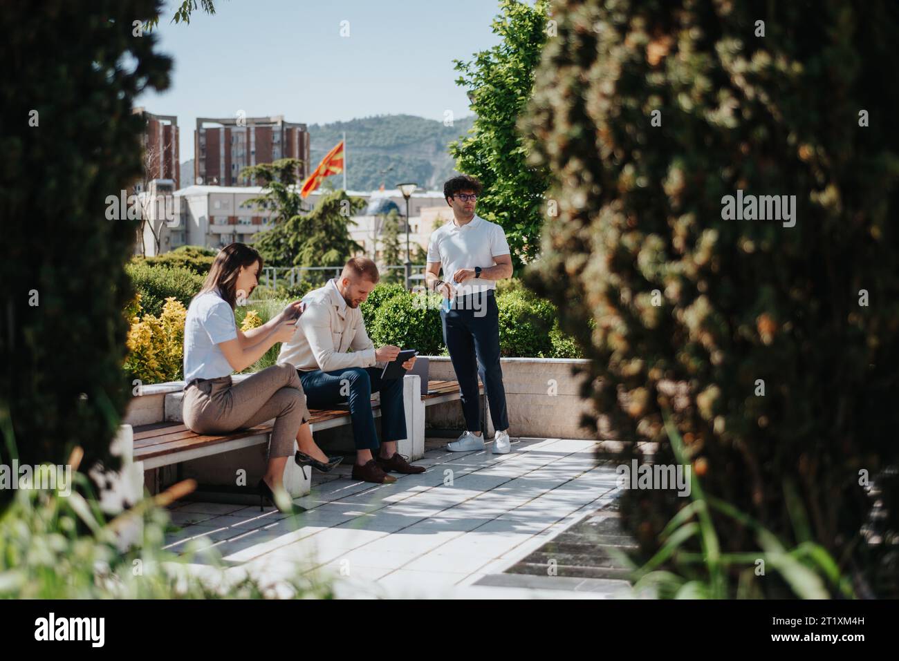 Remote work concept. Young, stylish business people in casual outfit ...