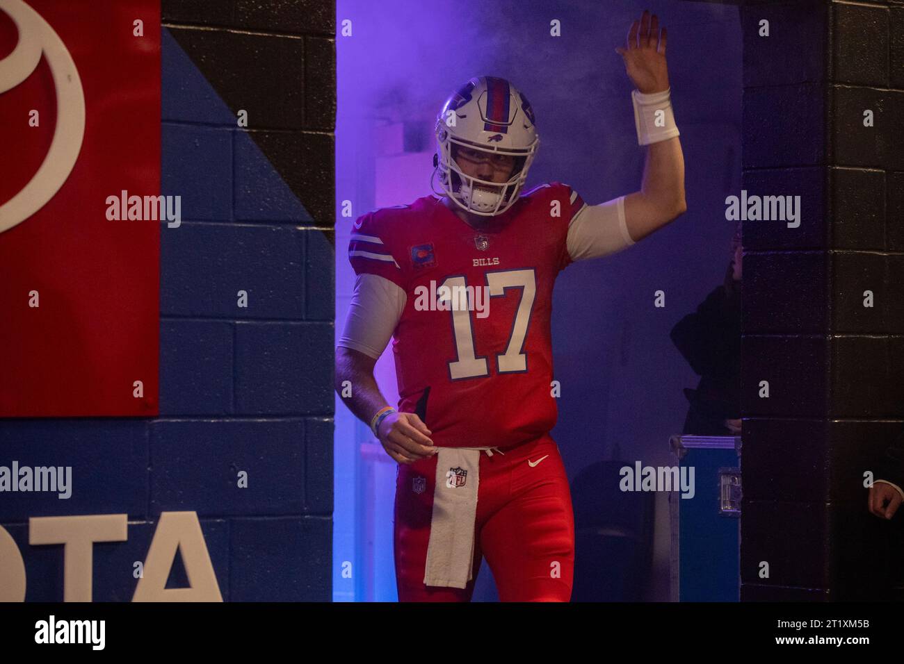Buffalo Bills quarterback Josh Allen (17) exits the locker room before ...