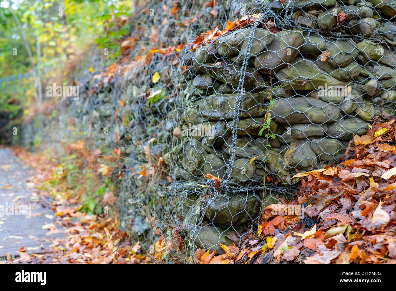 Retaining wall gabion baskets, Gabion wall caged stones textured ...