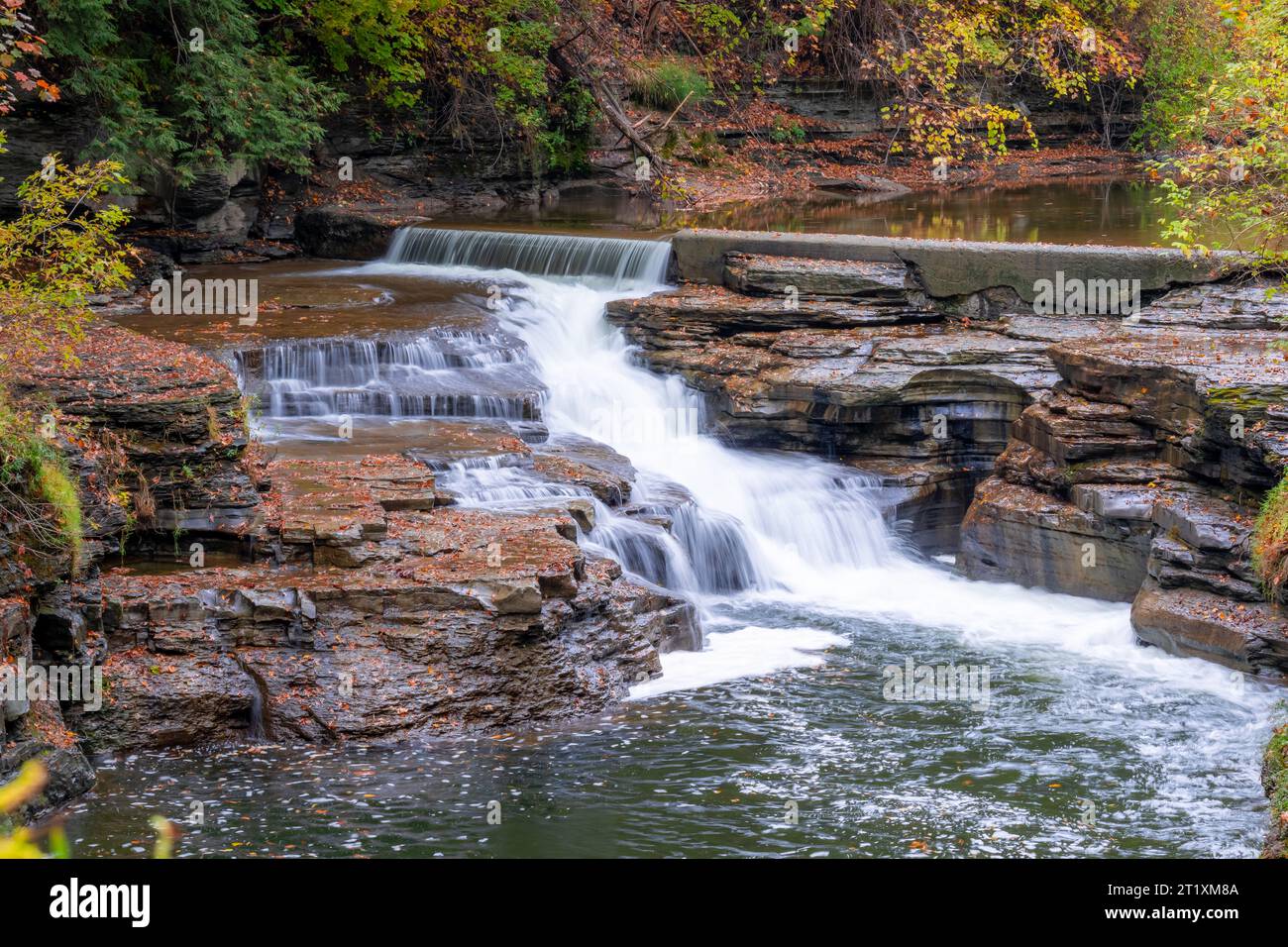 Late afternoon autumn photo of a waterfall in Ithaca NY, Tompkins ...
