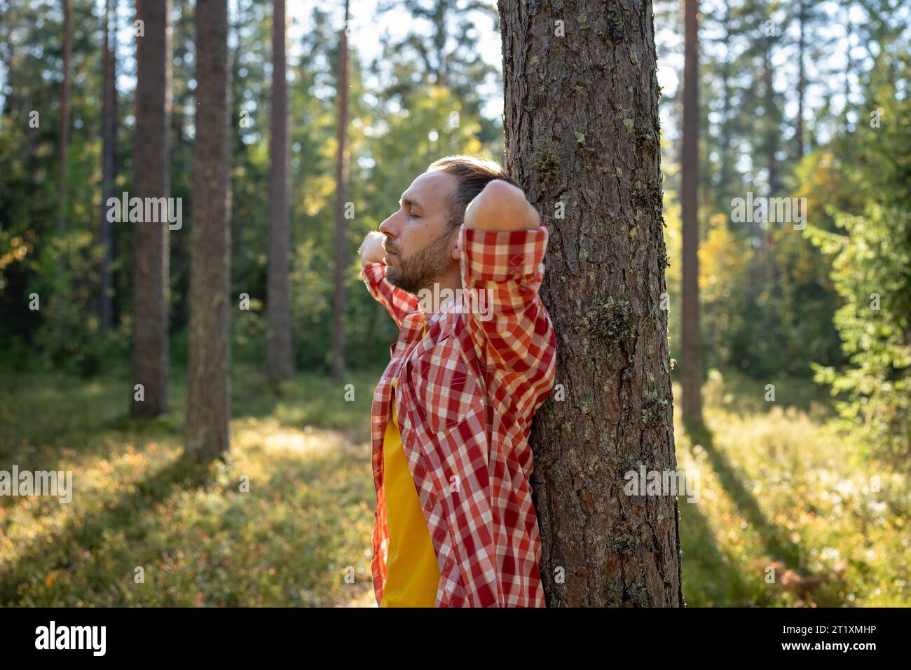 Man leans on pine hi-res stock photography and images - Alamy