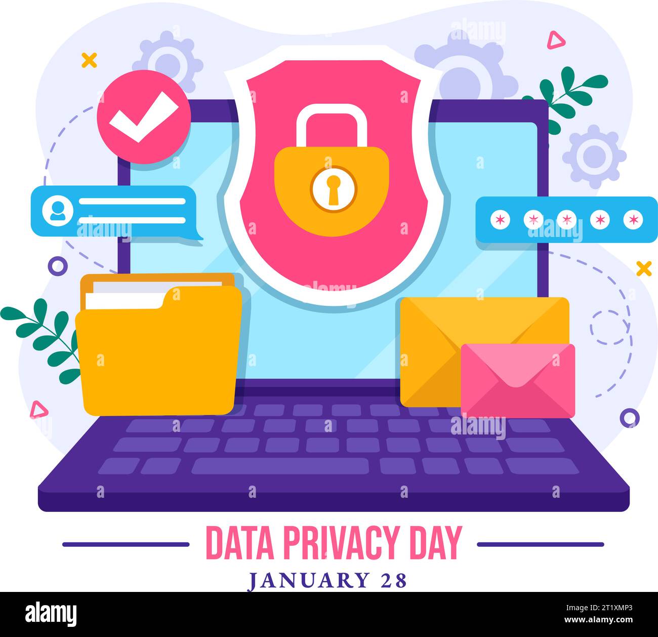 Data Privacy Day Vector Illustration on January 28 with Lock on the ...