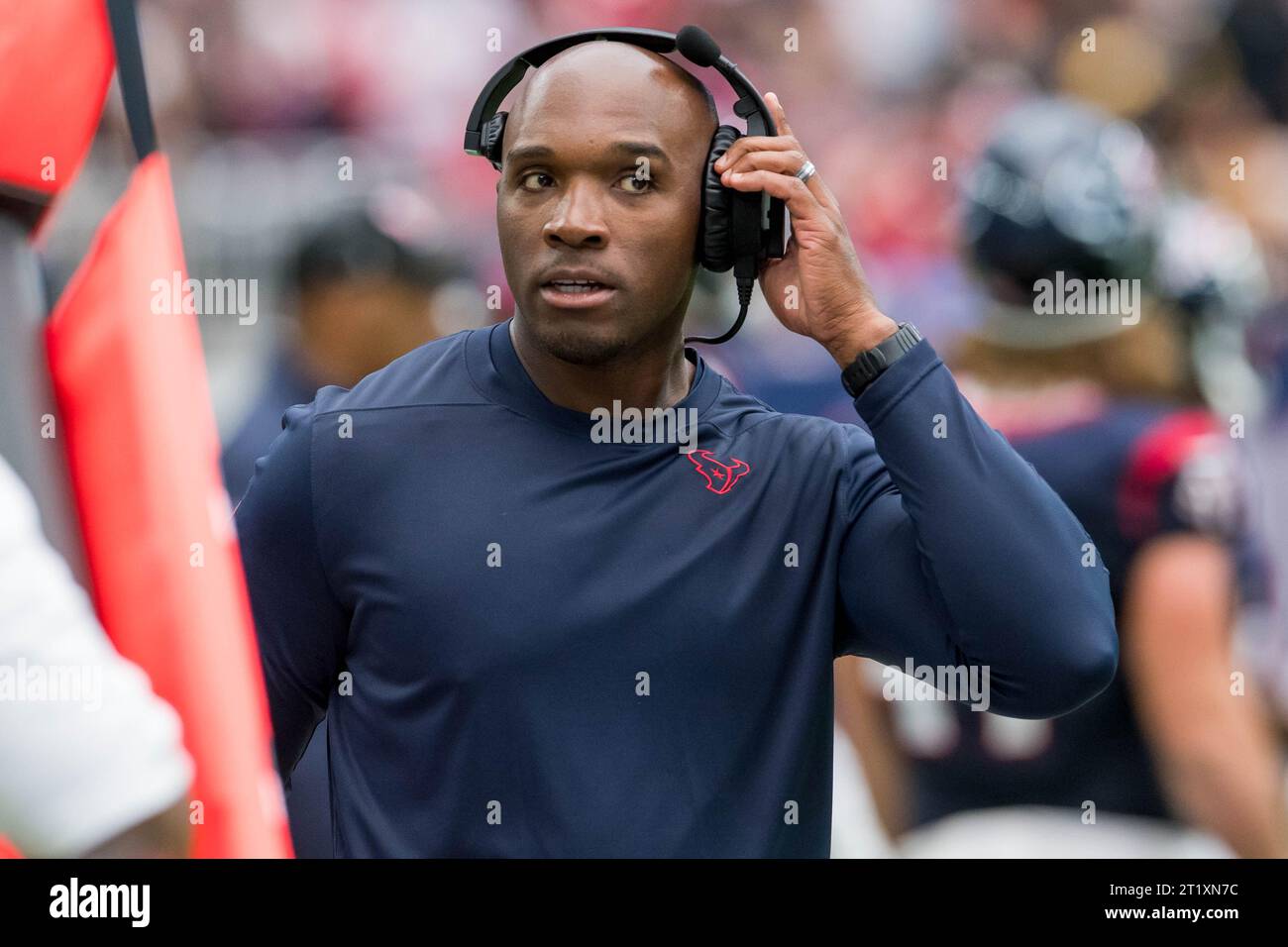Houston, TX, USA. 15th Oct, 2023. Houston Texans head coach DeMeco Ryans during a game between ...