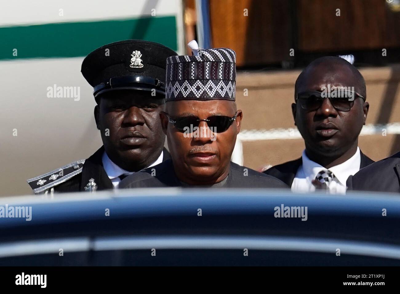 Nigerian Vice President Kashim Shettima, center, arrives at Beijing ...