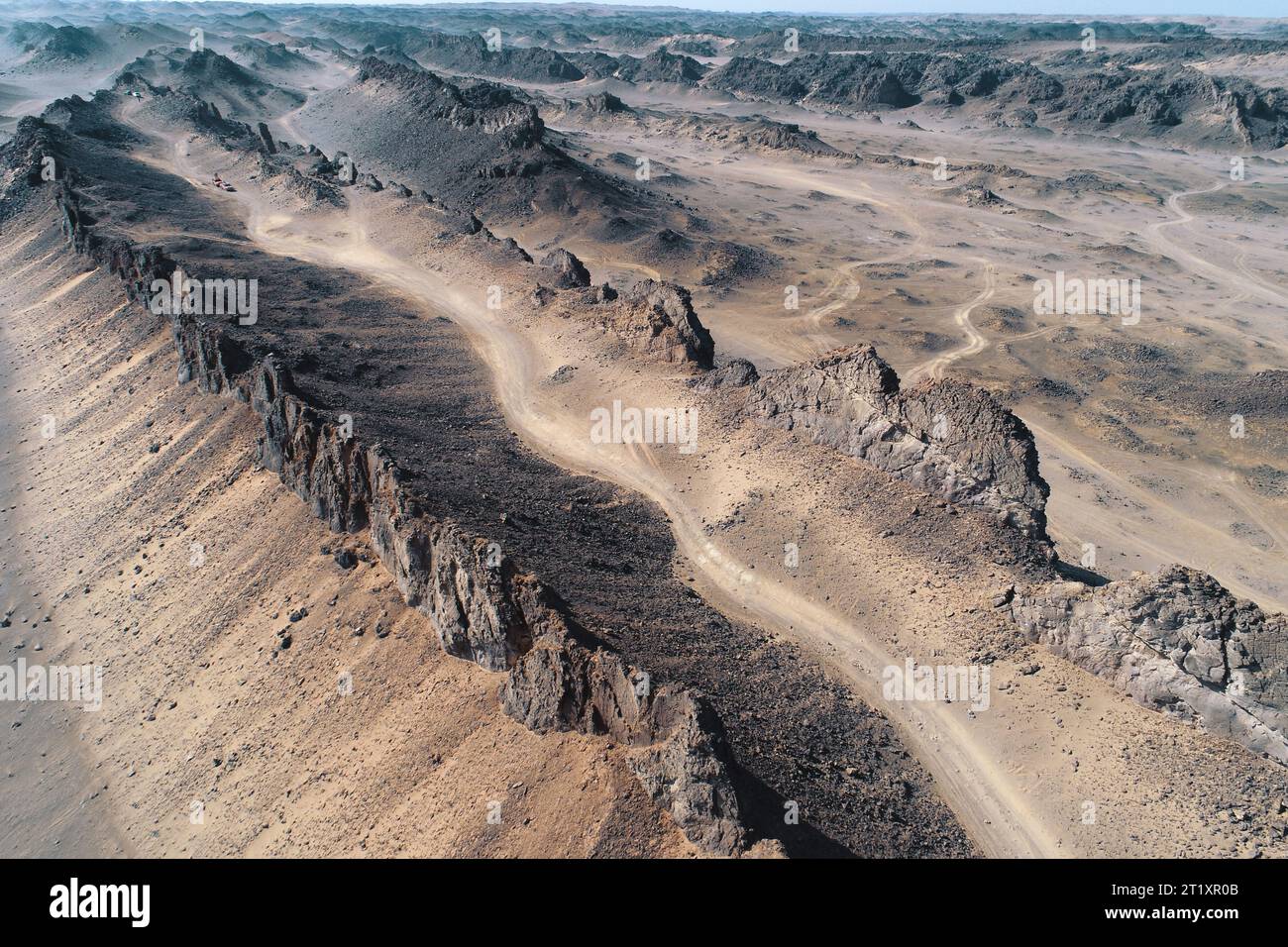 HAMI, CHINA - OCTOBER 15, 2023 - Stone walls in the Gobi are seen in ...