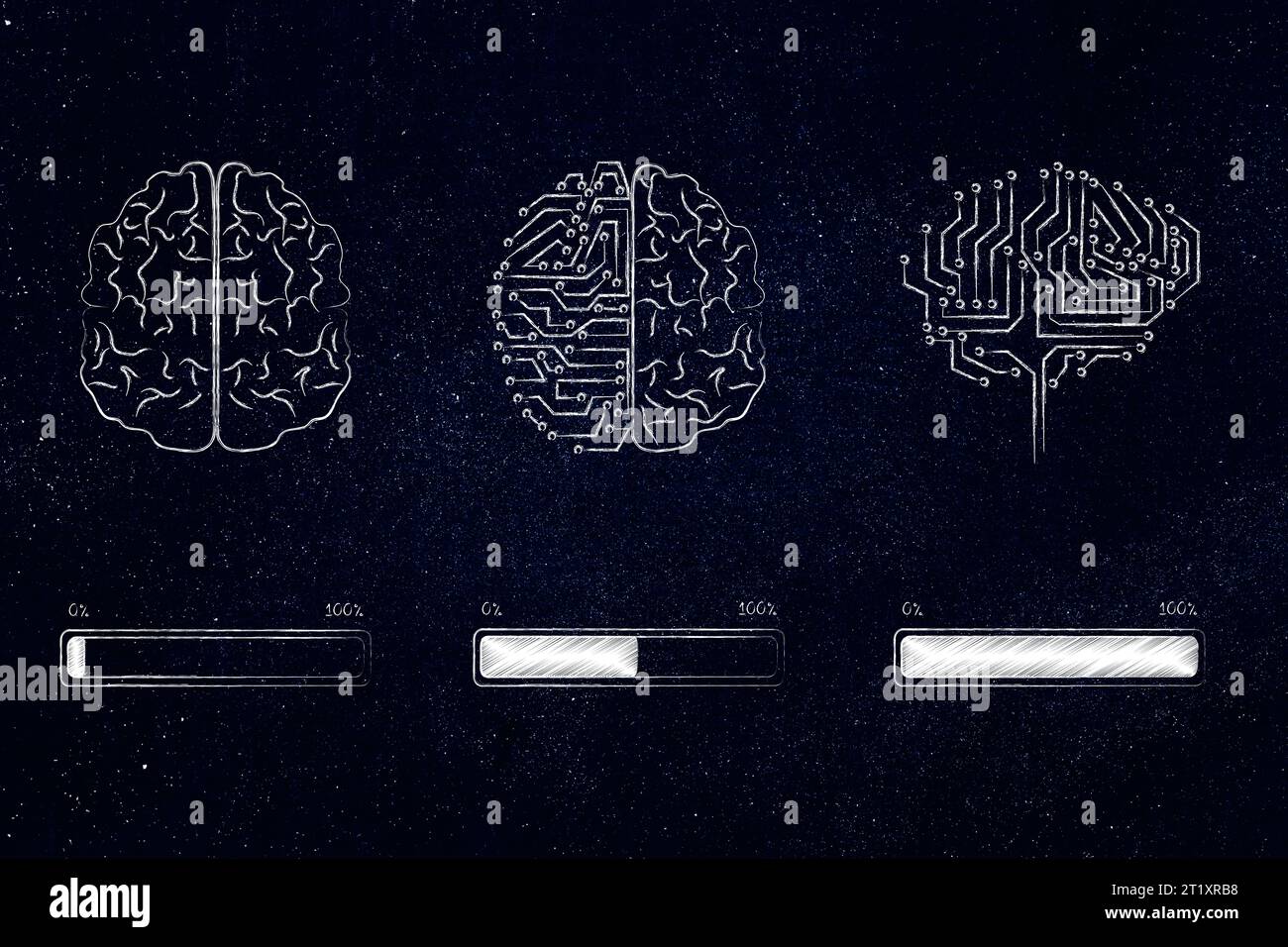 artificial intelligence and deep learning conceptual illustration, from ...