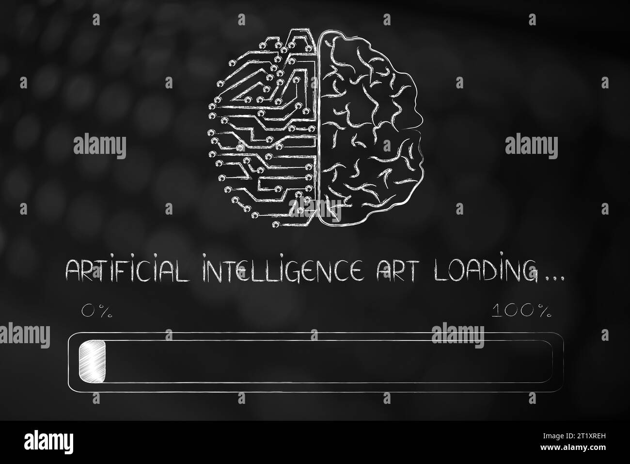 artificial intelligence and deep learning conceptual illustration, half ...