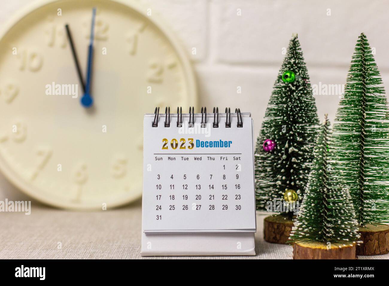 December calendar 2024 on the background of a wooden table.Planning for ...