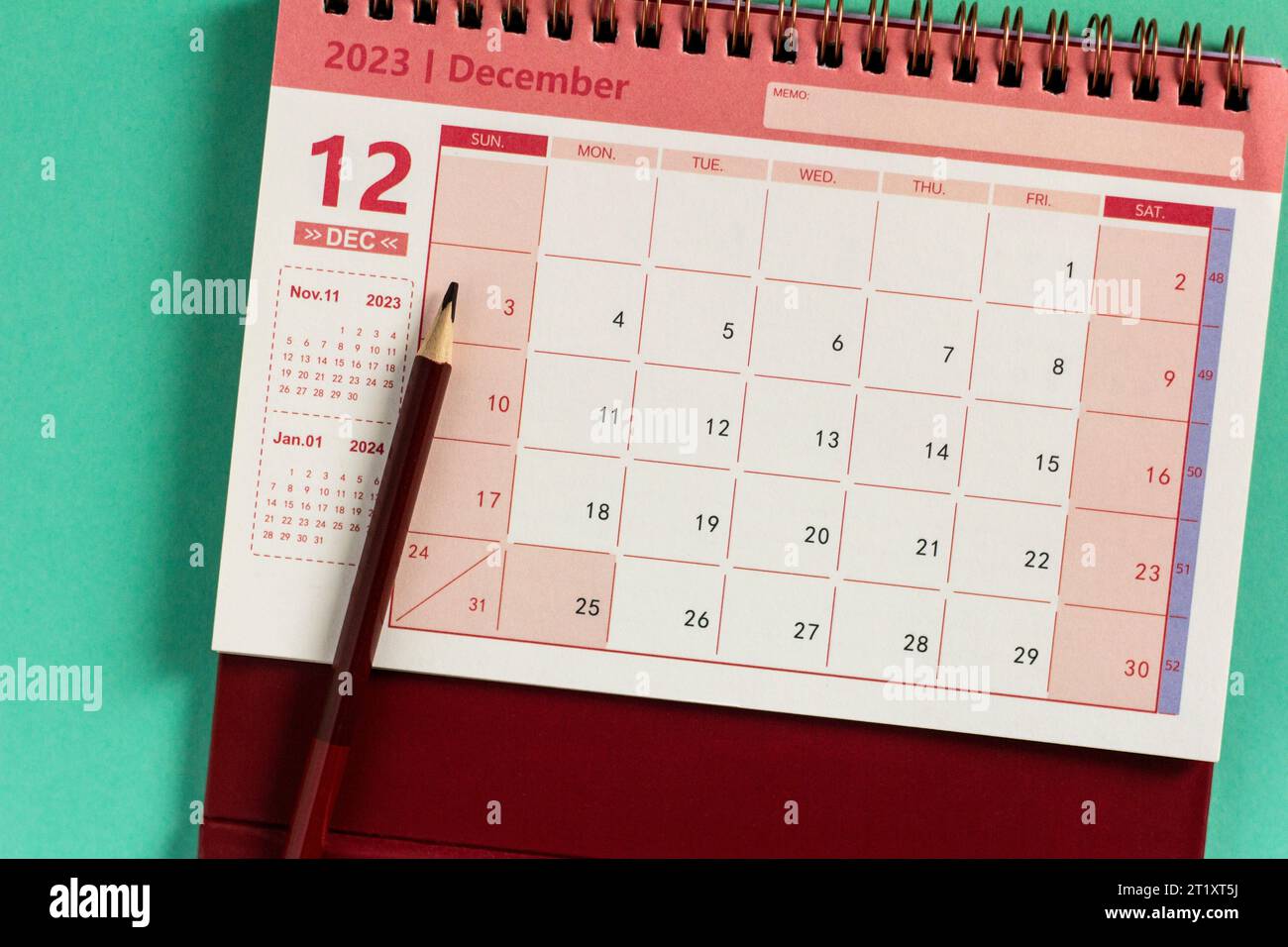 December calendar for 2023 on a colored background .Planning for every ...