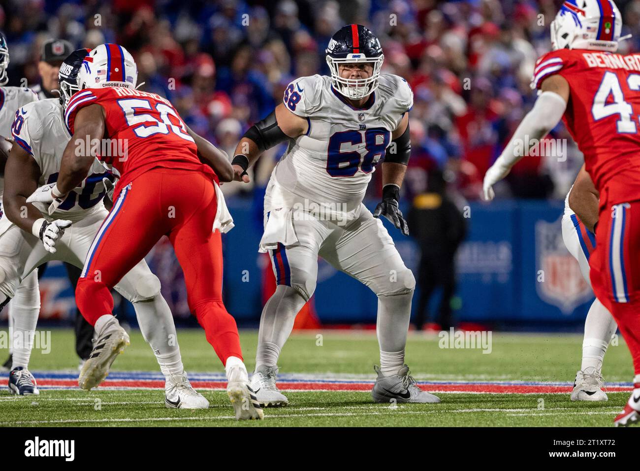 New York Giants guard Ben Bredeson (68) blocks during an NFL football ...