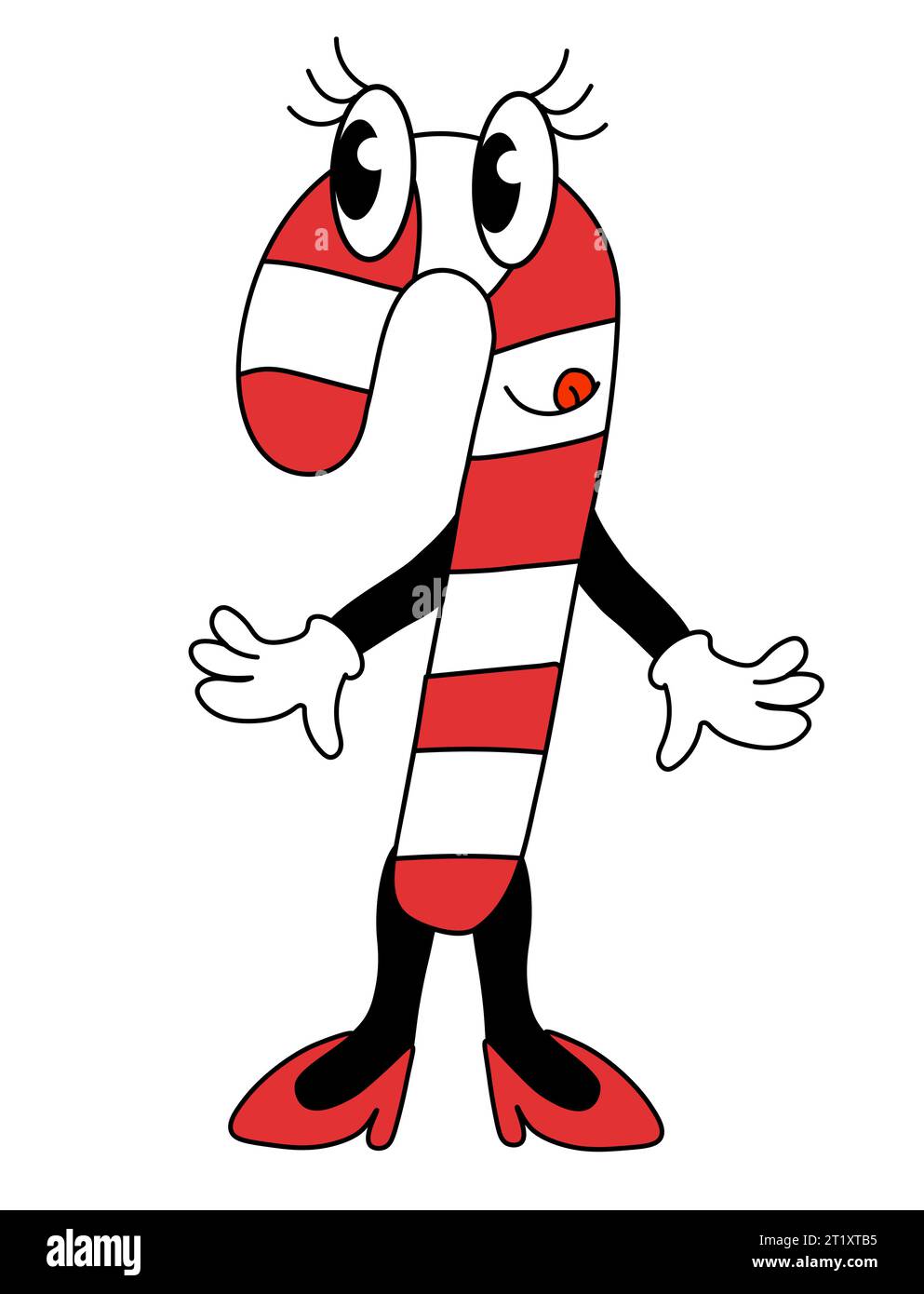 Retro 70s 60s 80s Hippie Groovy Christmas Character Candy Cane show ...