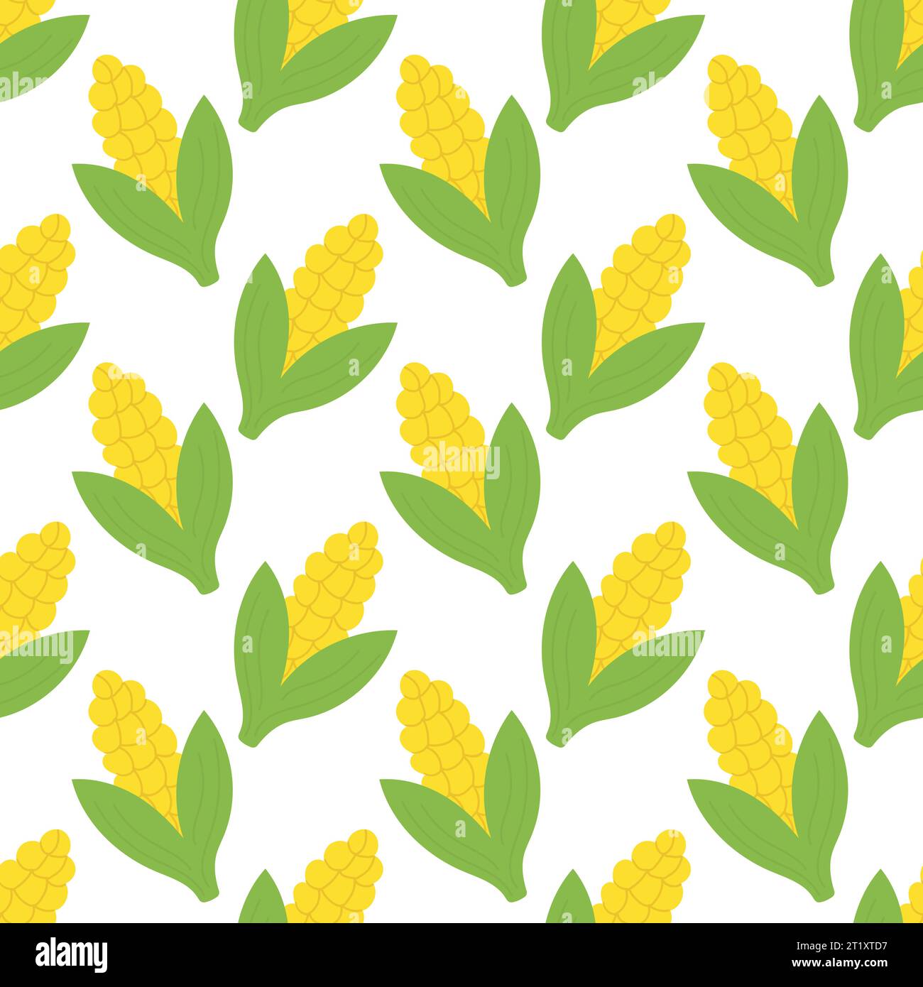 Corn cob seamless pattern with leaves. Vector background Stock Vector ...