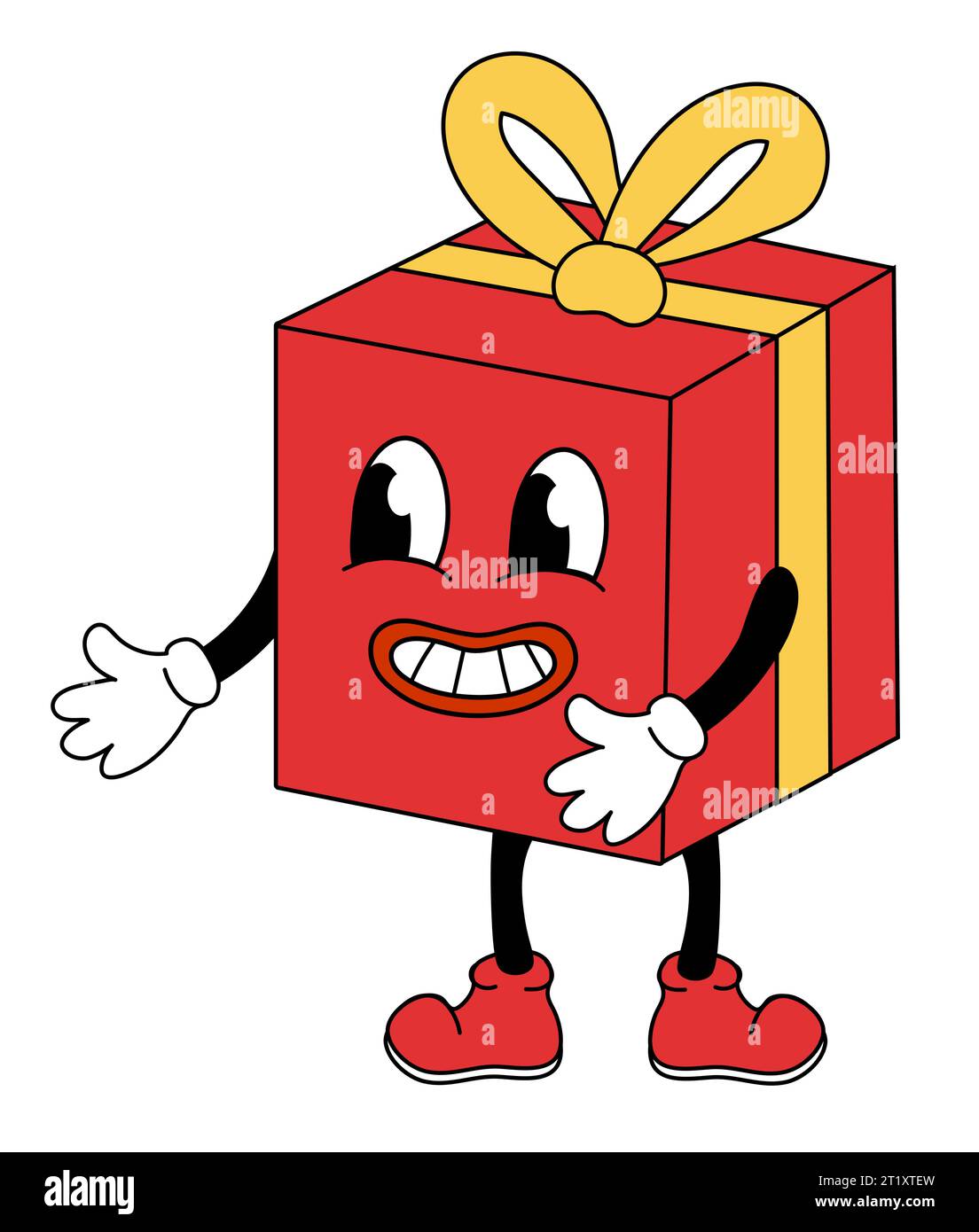 Retro 70s 60s 80s Hippie Groovy Christmas Gift Box Character. Vector ...