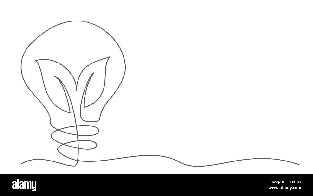 Energy saving One line drawing isolated on white background Stock ...