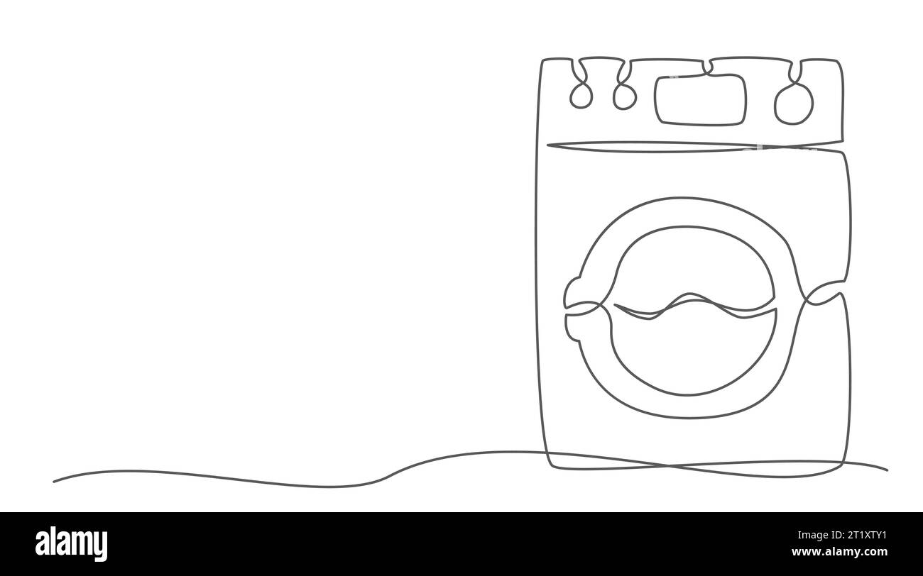 Washing machine One line drawing isolated on white background Stock ...