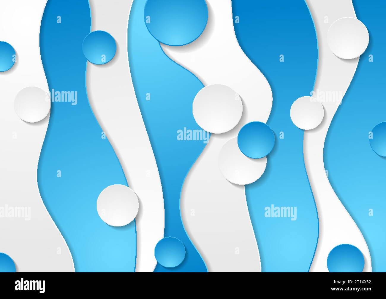 Contrast blue and grey curved waves pattern. Abstract corporate wavy ...