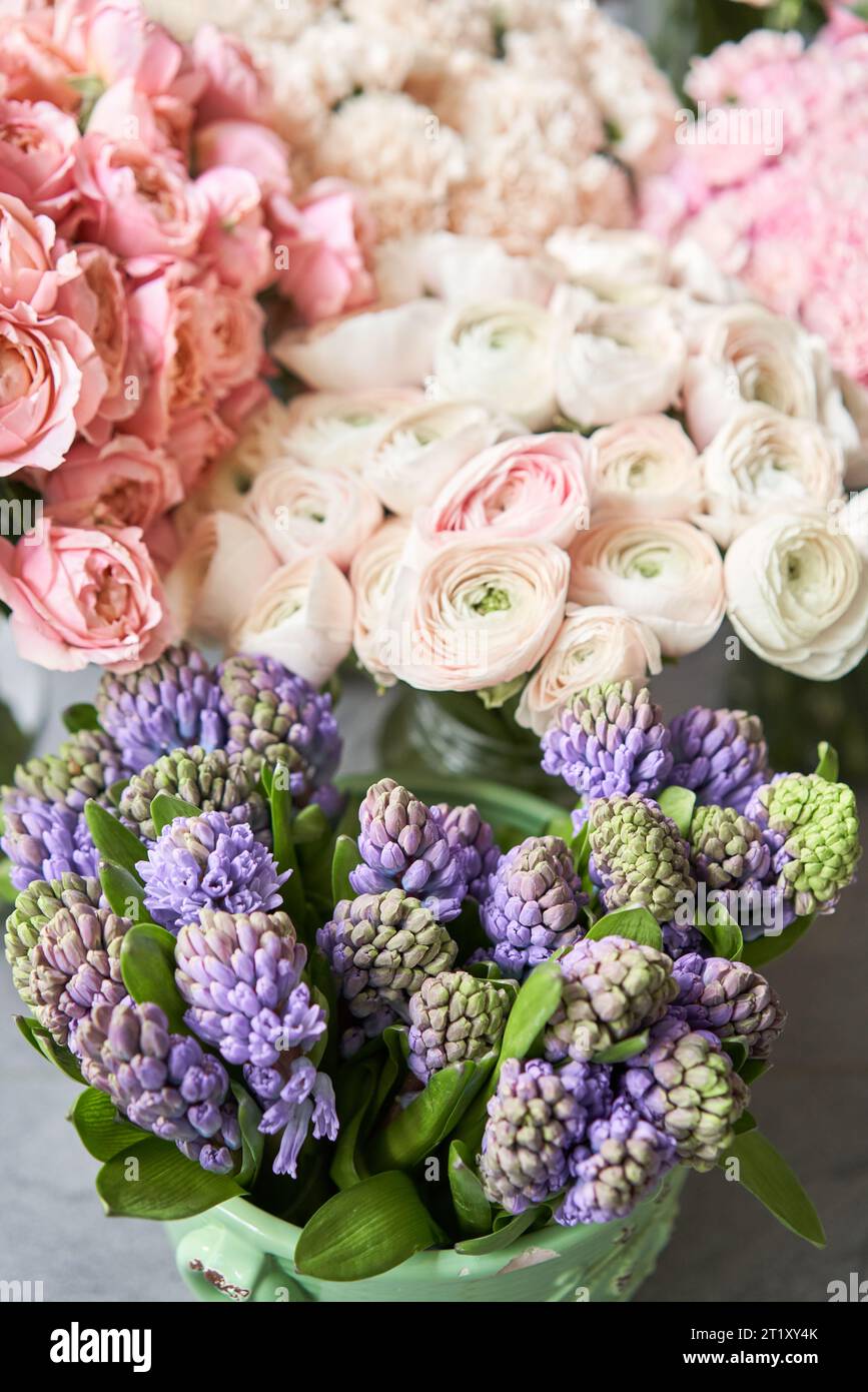 Many different flowers on Showcase. Background of mix of flowers ...