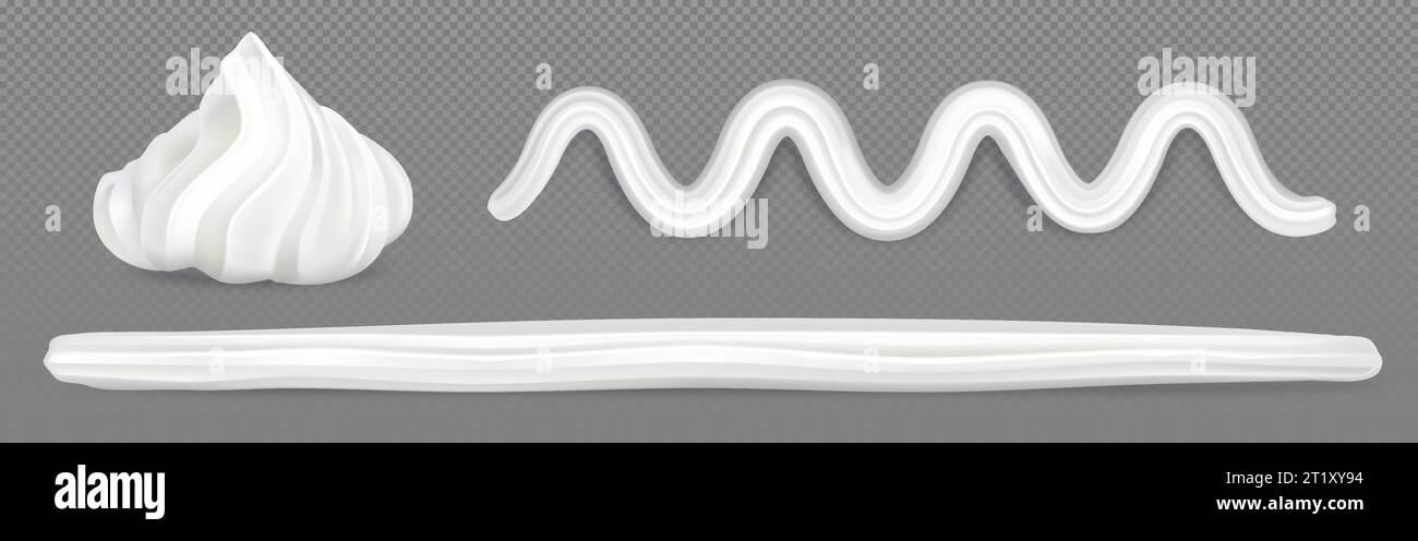 3d white ice cream whip isolated vector decoration. Soft vanilla ...