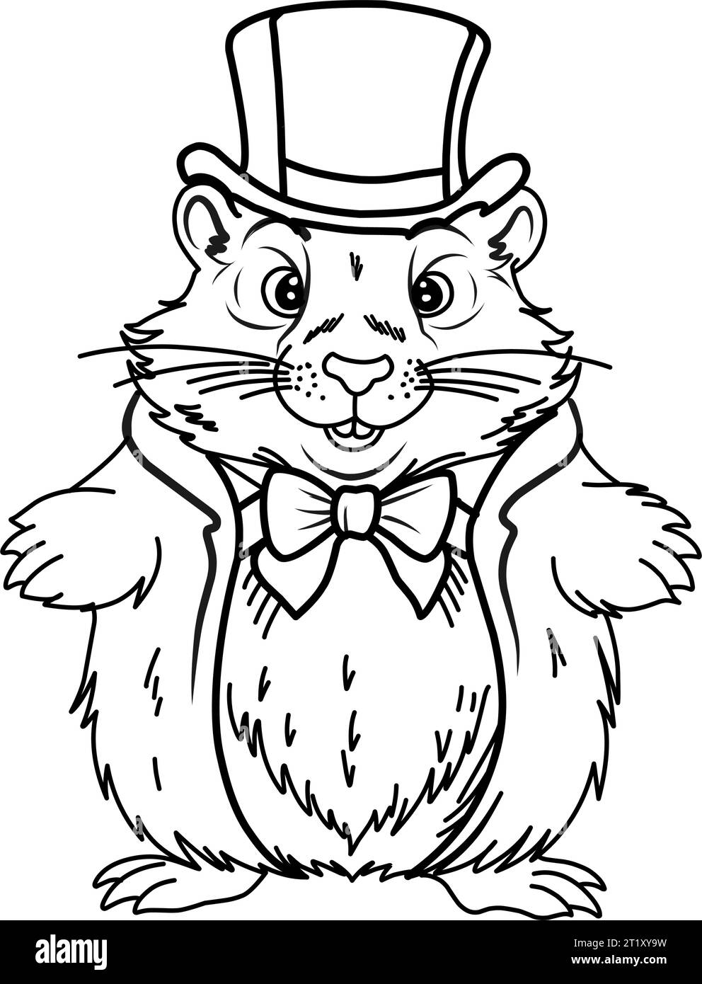 Groundhog Day February 2nd. Cute baby animal beaver. Coloring book ...