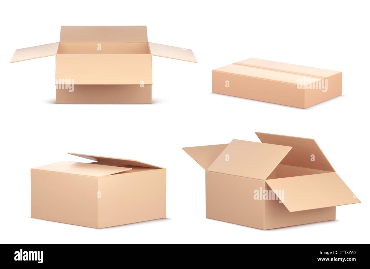 Cardboard boxes for delivering parcels by mail. Realistic vector ...