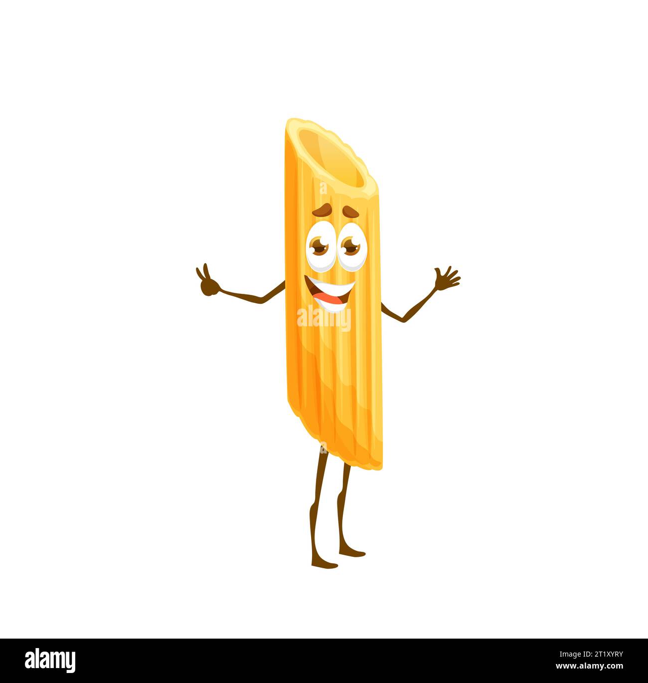 Cartoon penne rigate pasta character. Jolly vector macaroni with ...