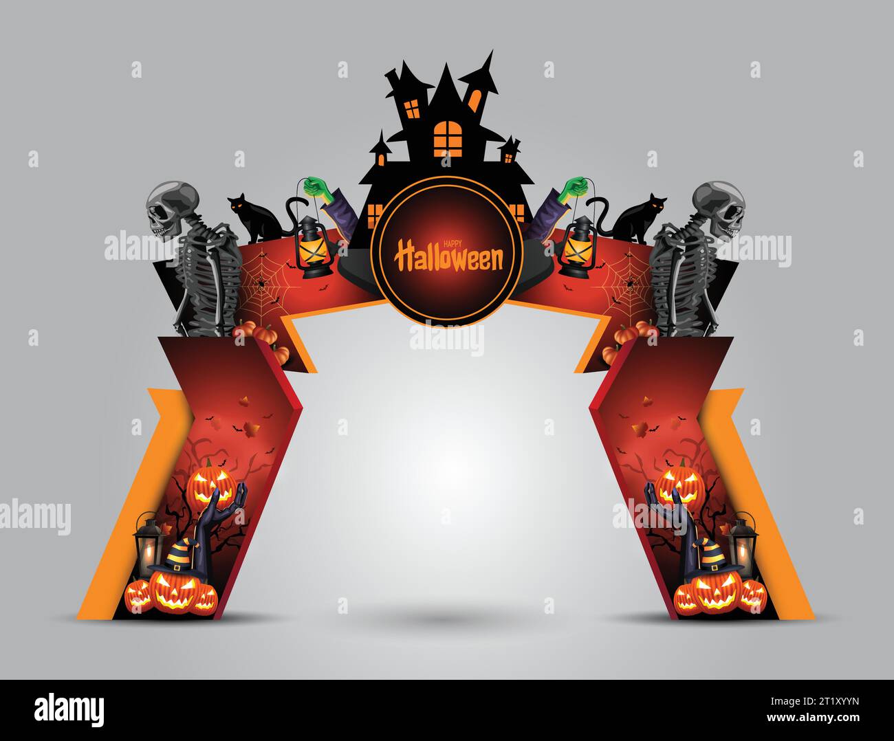 happy halloween entrance arch design. vector illustration Stock Vector ...