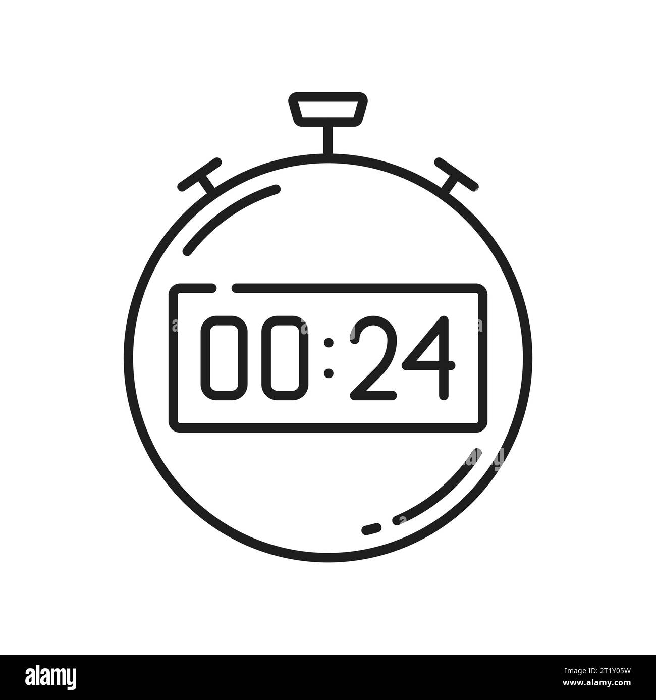 Clock timer outline icon, seconds and minutes measuring object. Vector ...