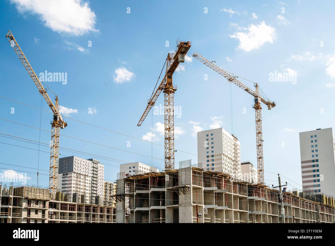 Construction industry building. Construction industry site with cranes ...