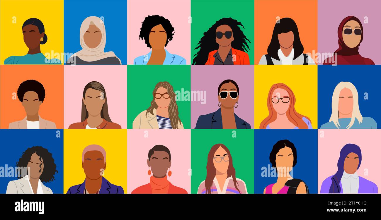 Set of different women avatars vector illustration Stock Vector Image ...