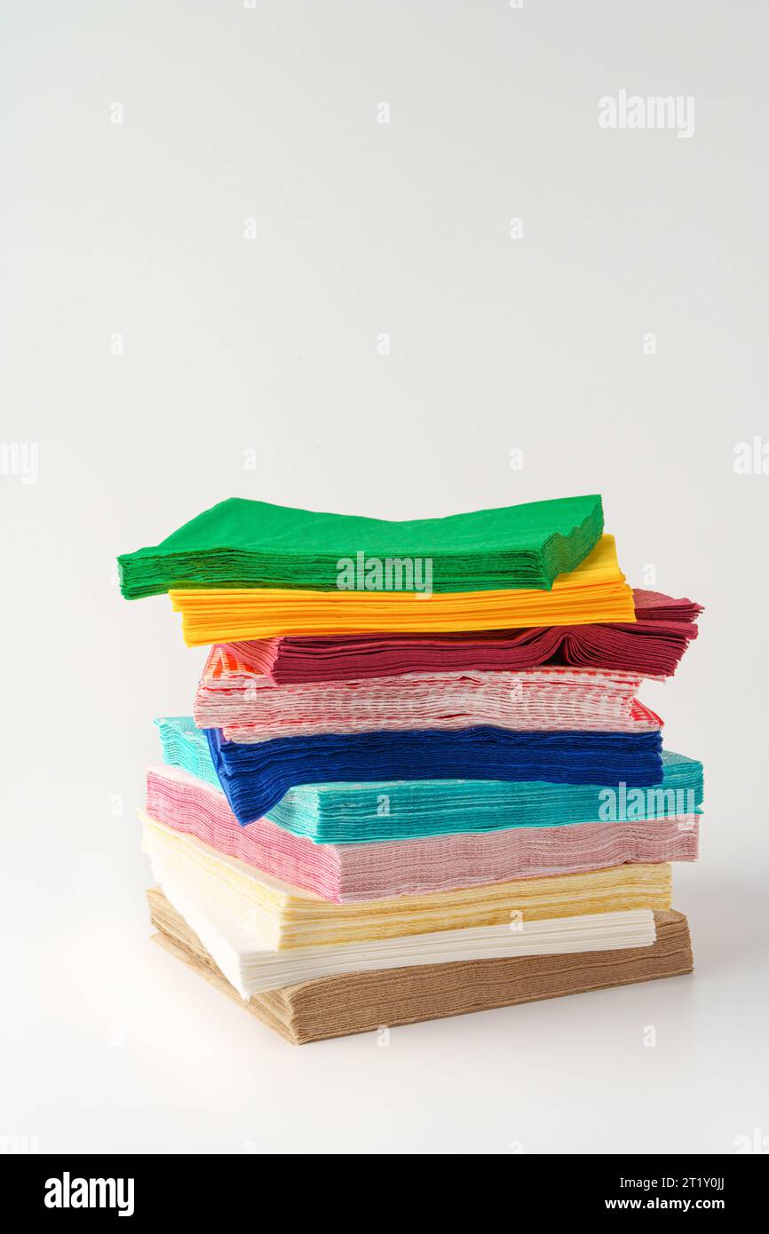 Stack of paper napkins on white background Stock Photo - Alamy