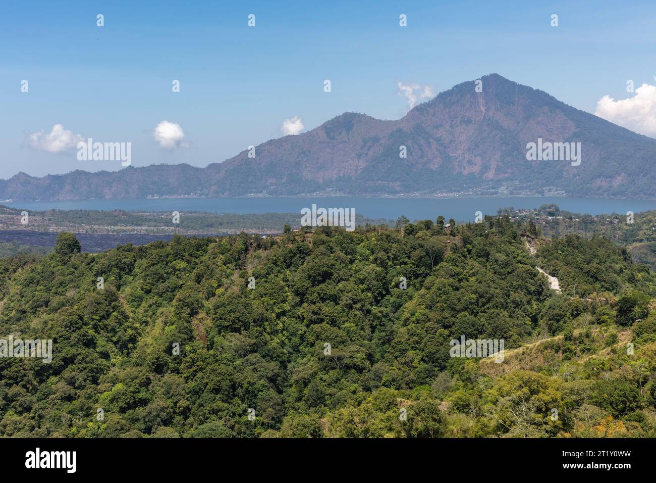 View of volcano Batur (Gunung Batur) and Lake Batur (Danau Batur ...