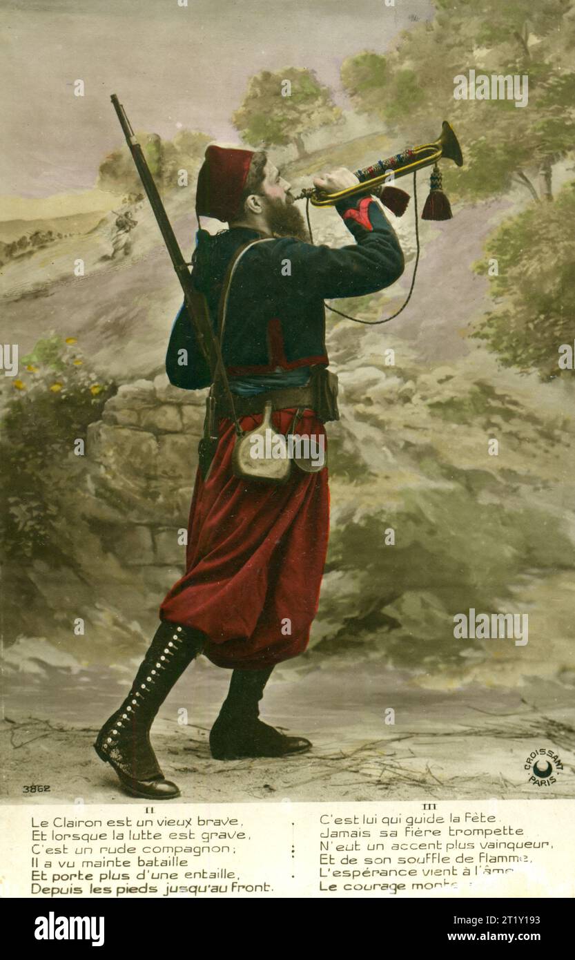 France, WW1, Patriotic, Propaganda, Postcard, Zouave soldier, North ...