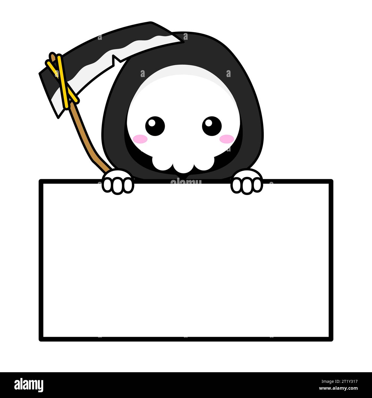 Cute And Kawaii Style Halloween Grim Reaper With White Board Stock ...