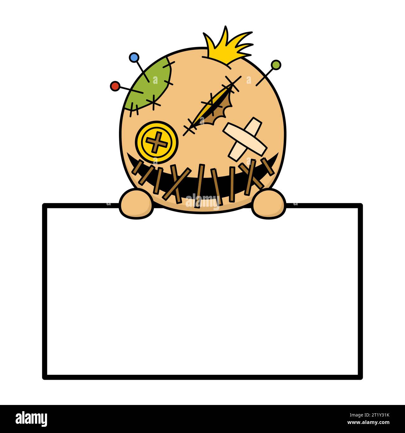 Cute And Kawaii Style Halloween Voodoo Doll Character With White Board ...