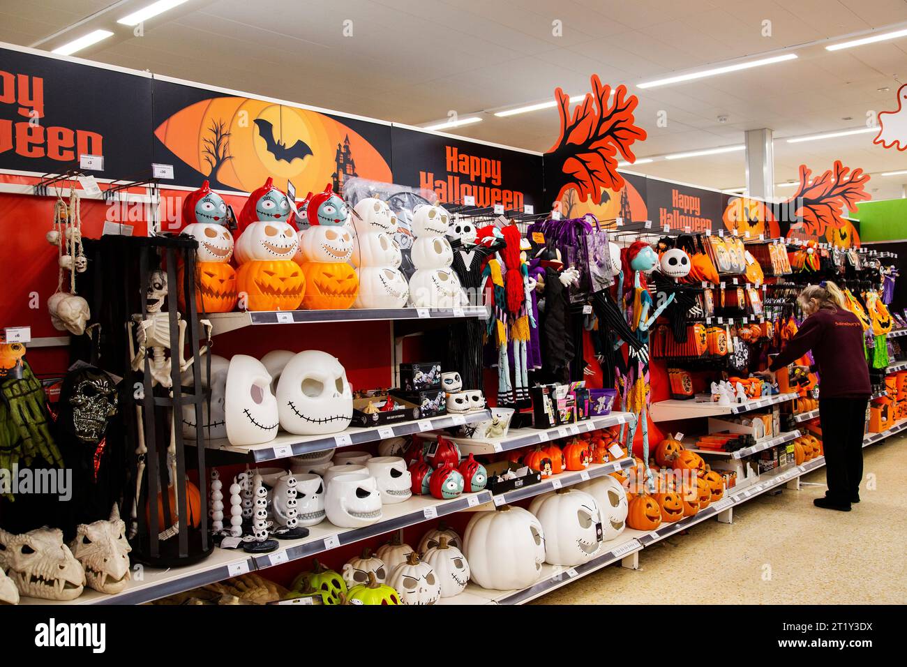 Interior of Sainsburys in Pinhoe Exeter - view of Halloween products on ...