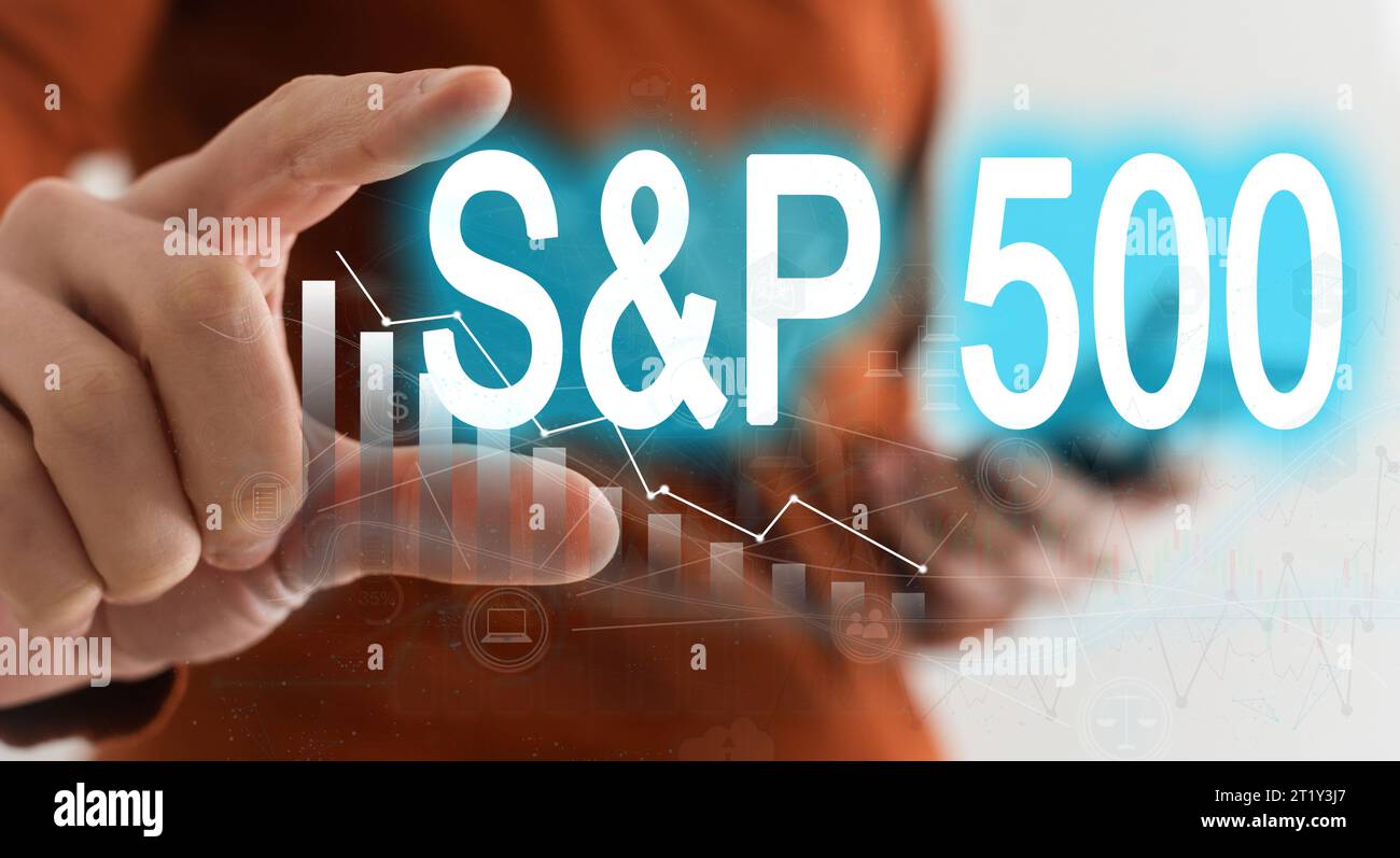 Male corporate network administrator is touching sp500 on an ...