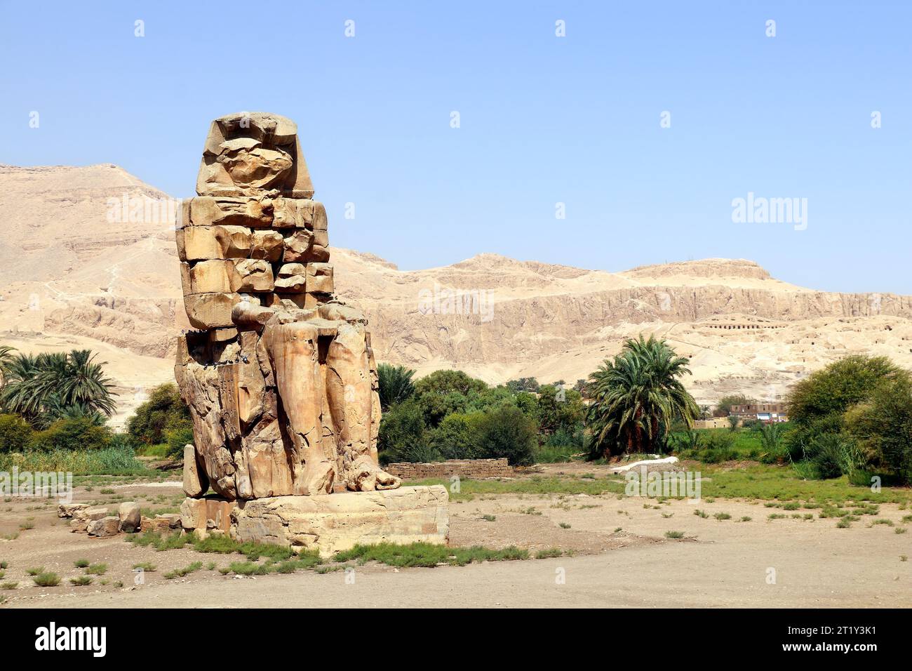 One of the famous Colossi of Memnon, Valley of Kings, Luxor, Egypt ...