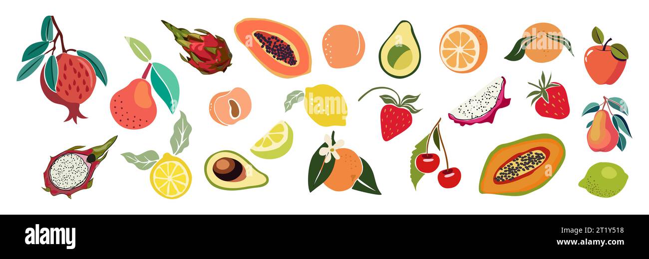 Hand drawn abstract fruits vector set isolated Stock Vector Image & Art ...