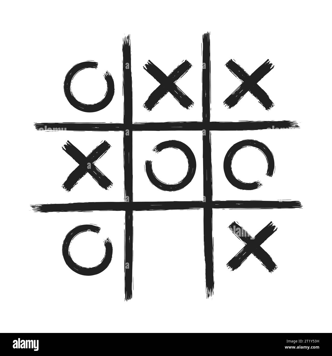 Tic tac toe xo game hand drawn grid doodle template vector illustration ...