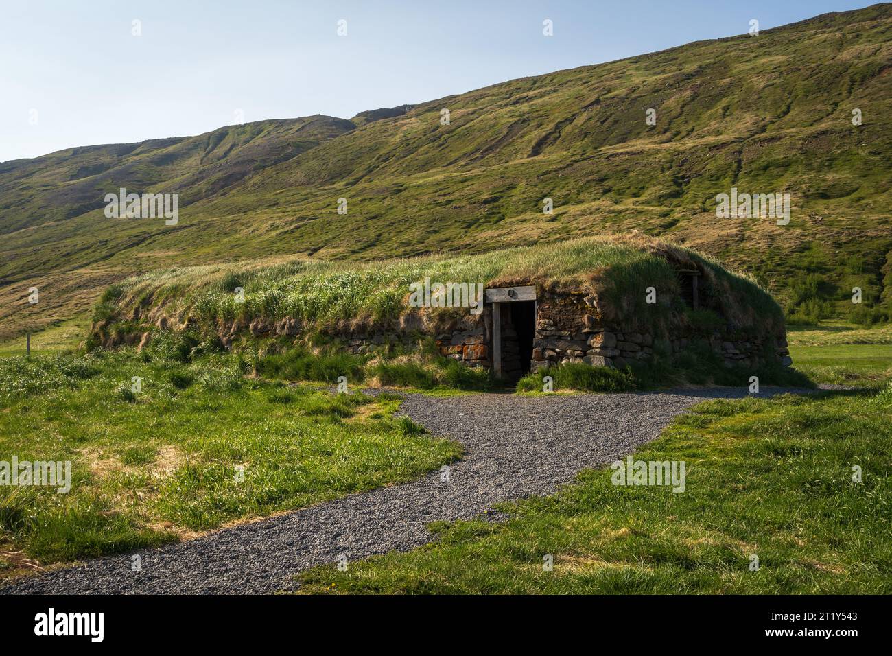 The turf houses of Hjarðarhagi farm in Iceland on a Summer Day Stock ...