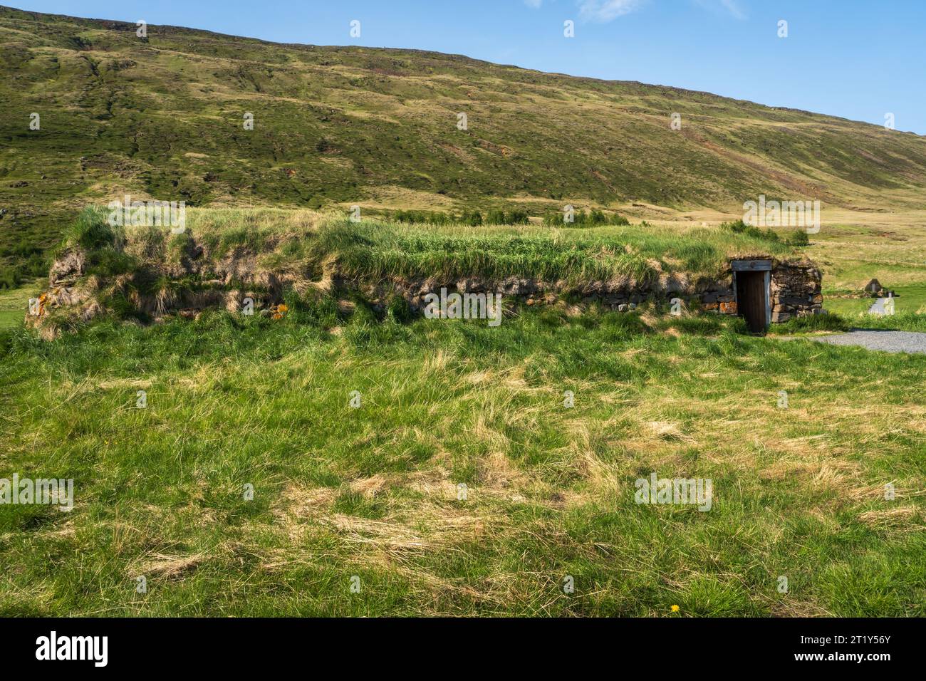The turf houses of Hjarðarhagi farm in Iceland on a Summer Day Stock ...
